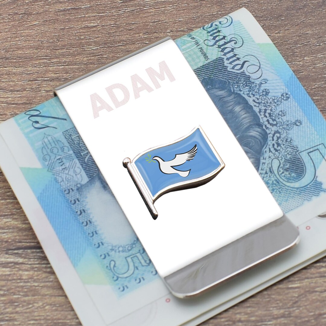Peace Wave Flag With Personalised Engraved Name Silver Plated Money ...