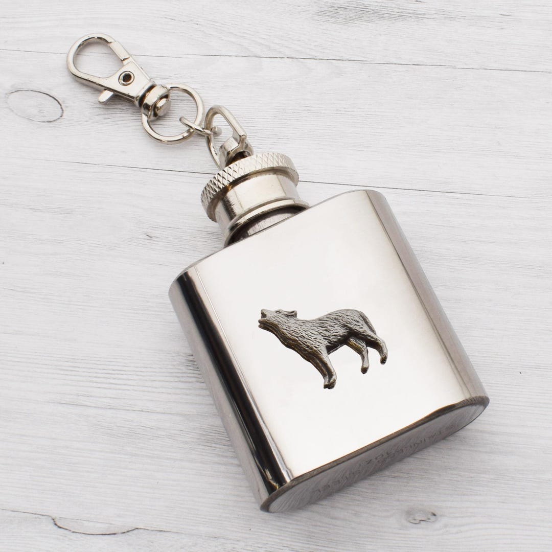 English Made Pewter Howling Wolf Design | Personalised Short Message on ...
