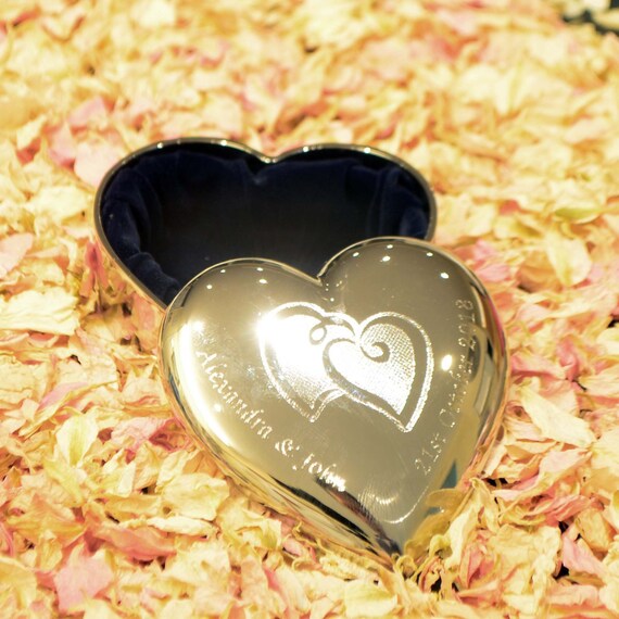 Personalised Hearts Entwined Design Silver Wedding Rings Box | Etsy