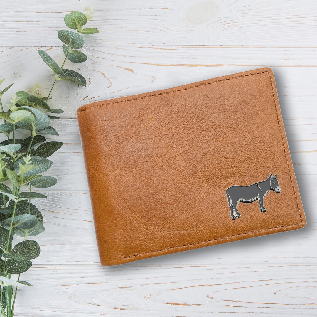 Personalised Donkey Design Tan Genuine Leather Wallet With Optional ...