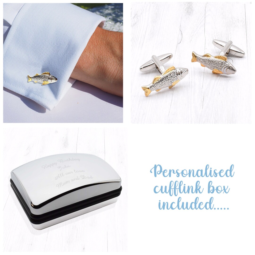 Two Tone Carp Fish Fisherman Cufflinks Presented in a Personalised ...
