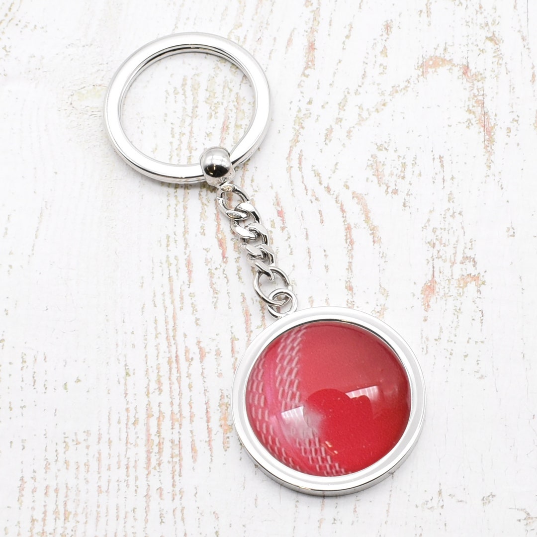 Beautifully Made Cricket Ball Design Round Keyring With Engraved ...