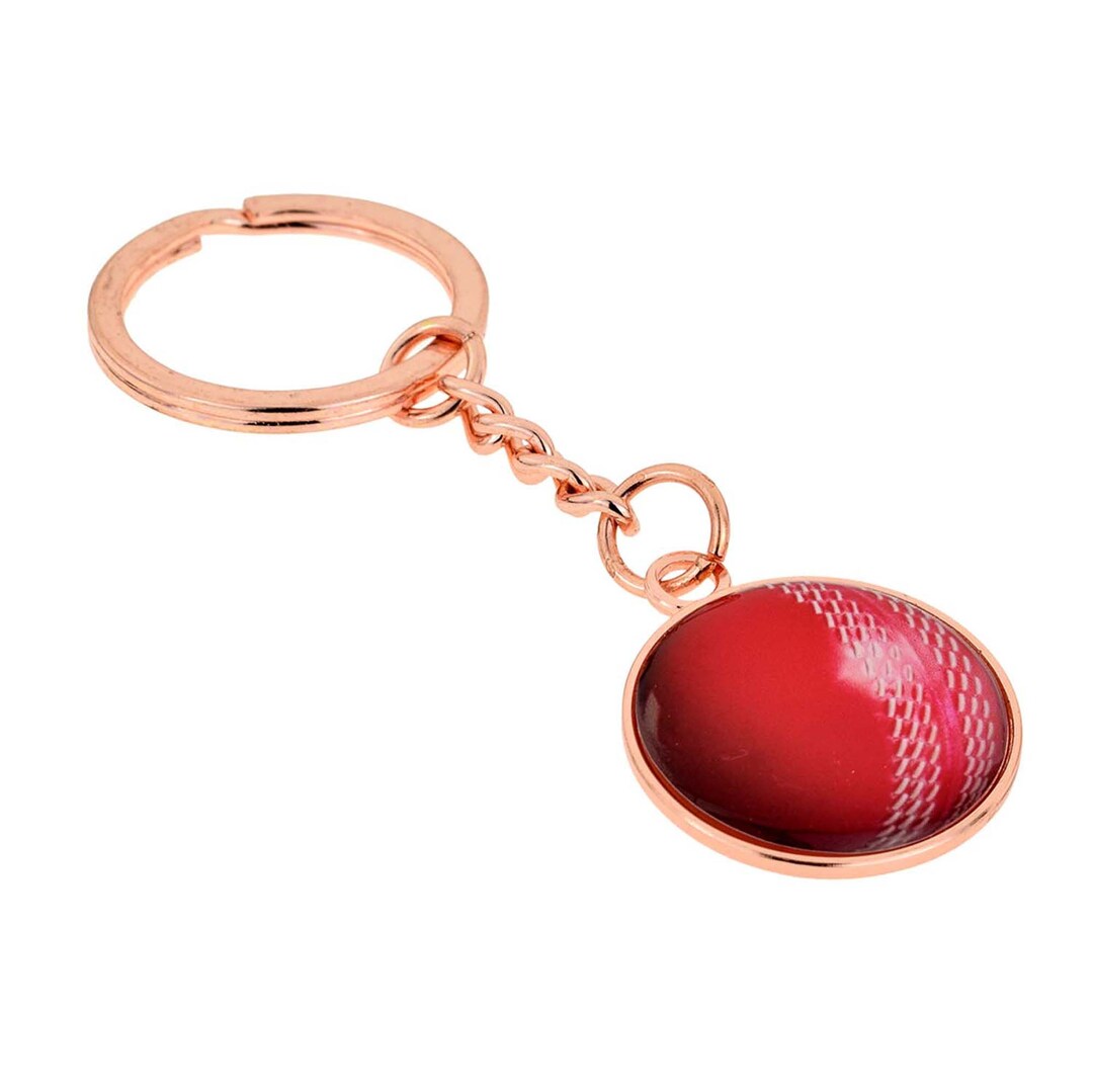 Cricket Ball Design Rose Gold Plated Keyring With Engraved Message on ...