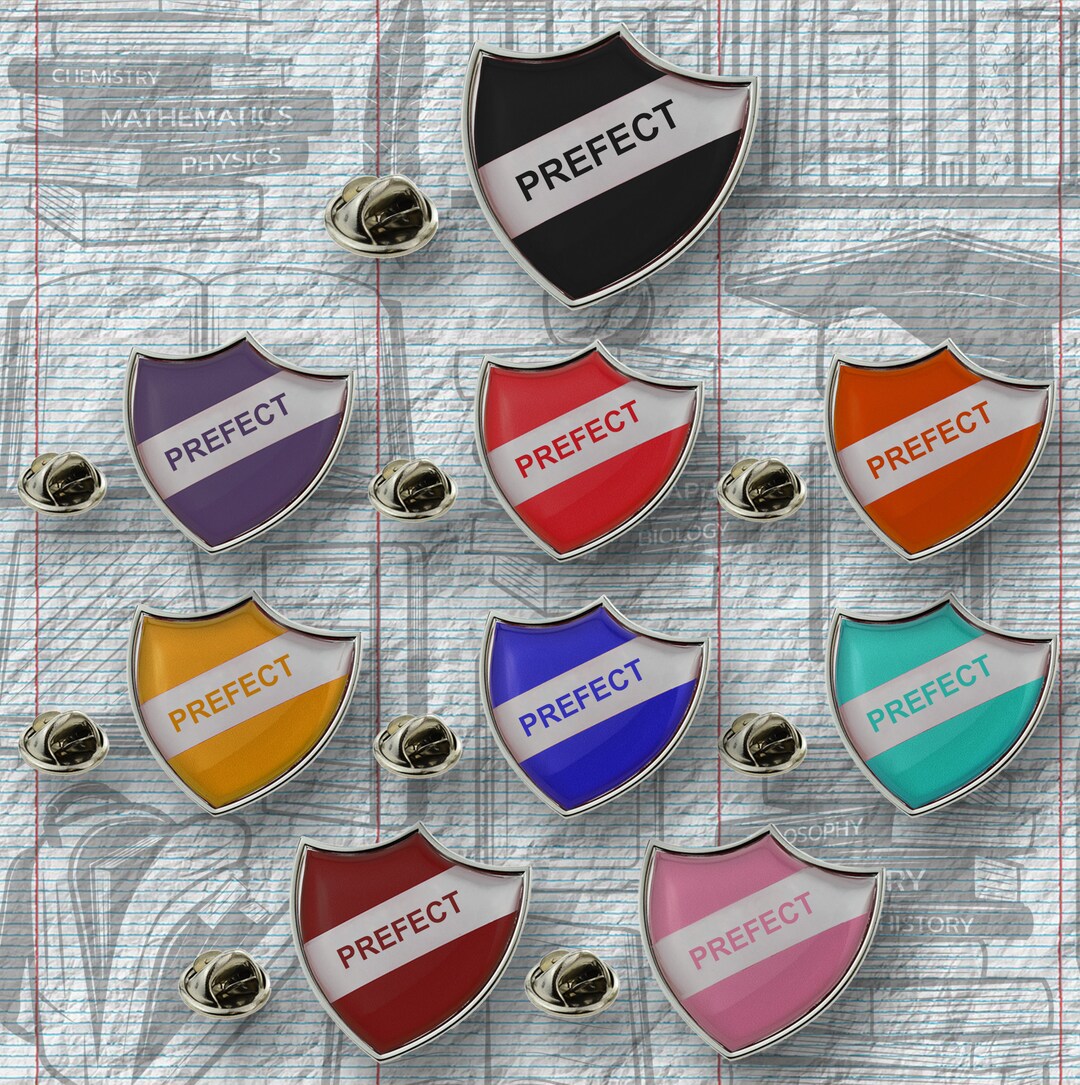 PREFECT Retro School Shield Silver Lapel Pin Badge - Etsy