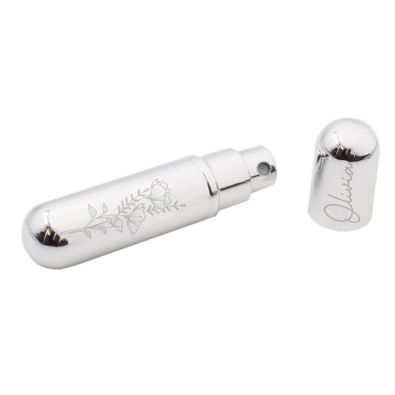 Personalised With Flower and Name Engravable Rounded Unisex Perfume ...