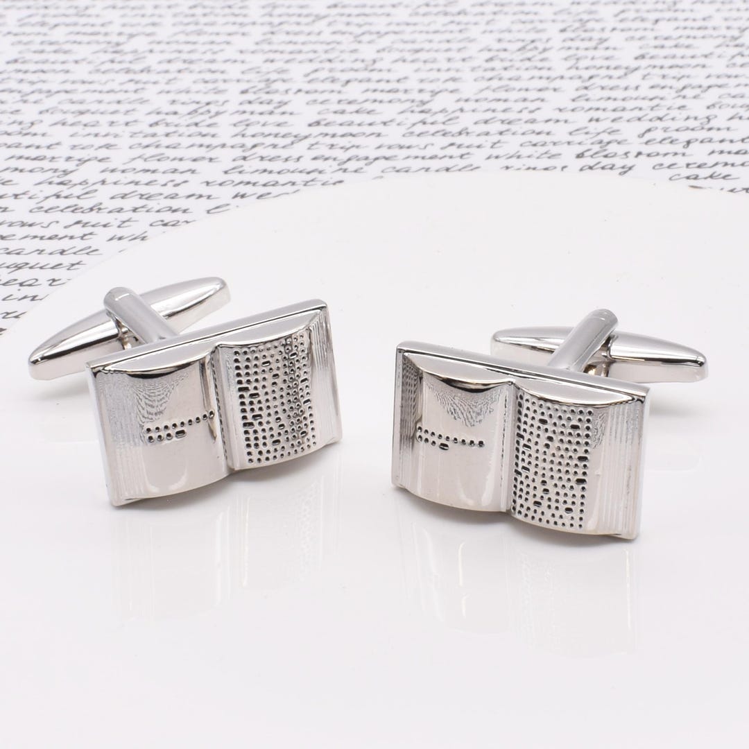 Open Book Cufflinks | Presented in a Personalised Engraved Cufflink Box ...