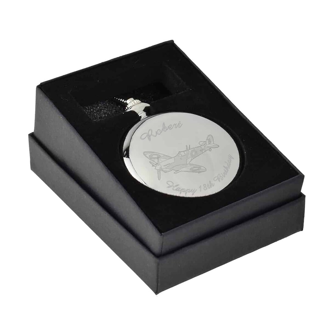 Personalised Spitfire Engraved With Name and Date Design Pocket Watch ...