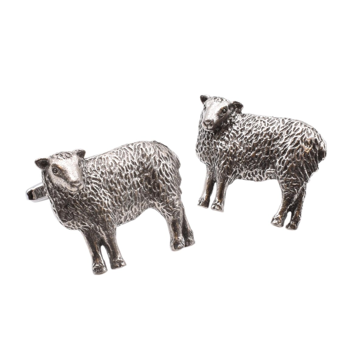 Welsh Sheep Pewter Cufflinks in Personalised Chrome Effect Cufflink Box ...