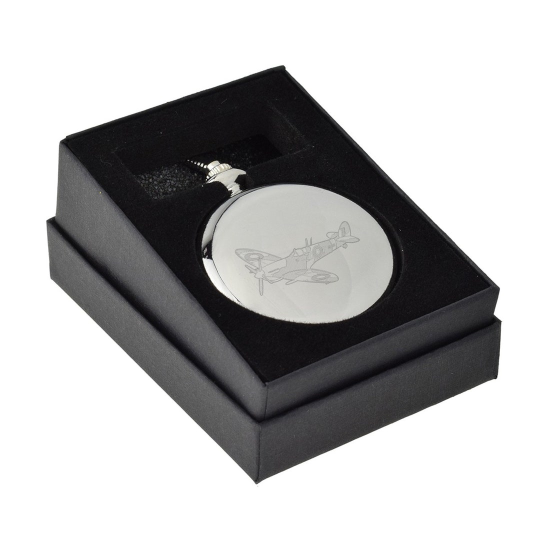Personalised Spitfire Engraved Design Pocket Watch With Message on the ...