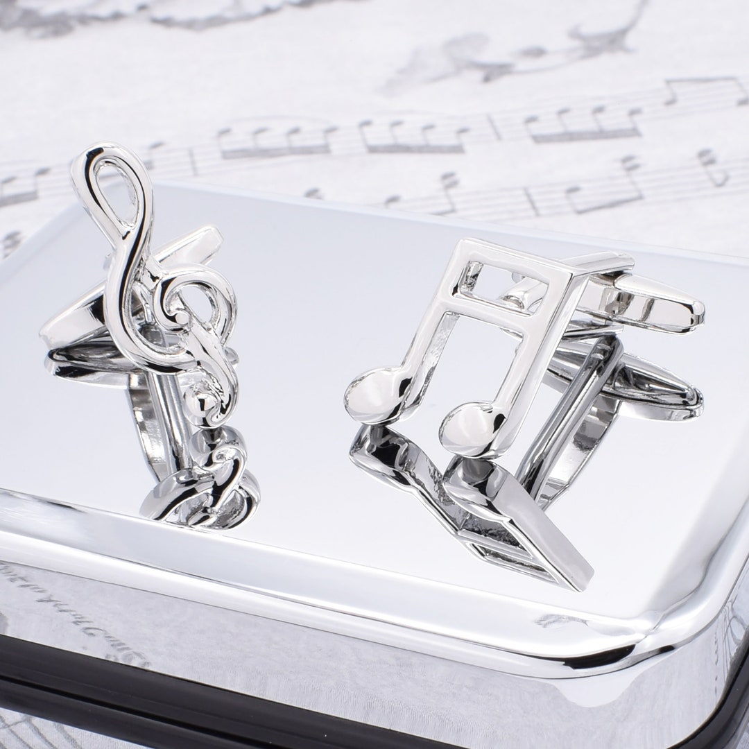 Music Notes Musical Cufflinks in Personalised Cufflink Box - Etsy