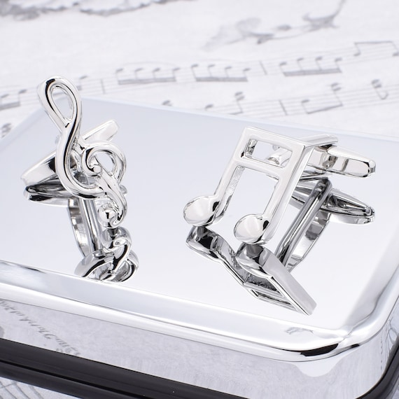 Music Notes Musical Cufflinks in Personalised Cufflink Box - Etsy