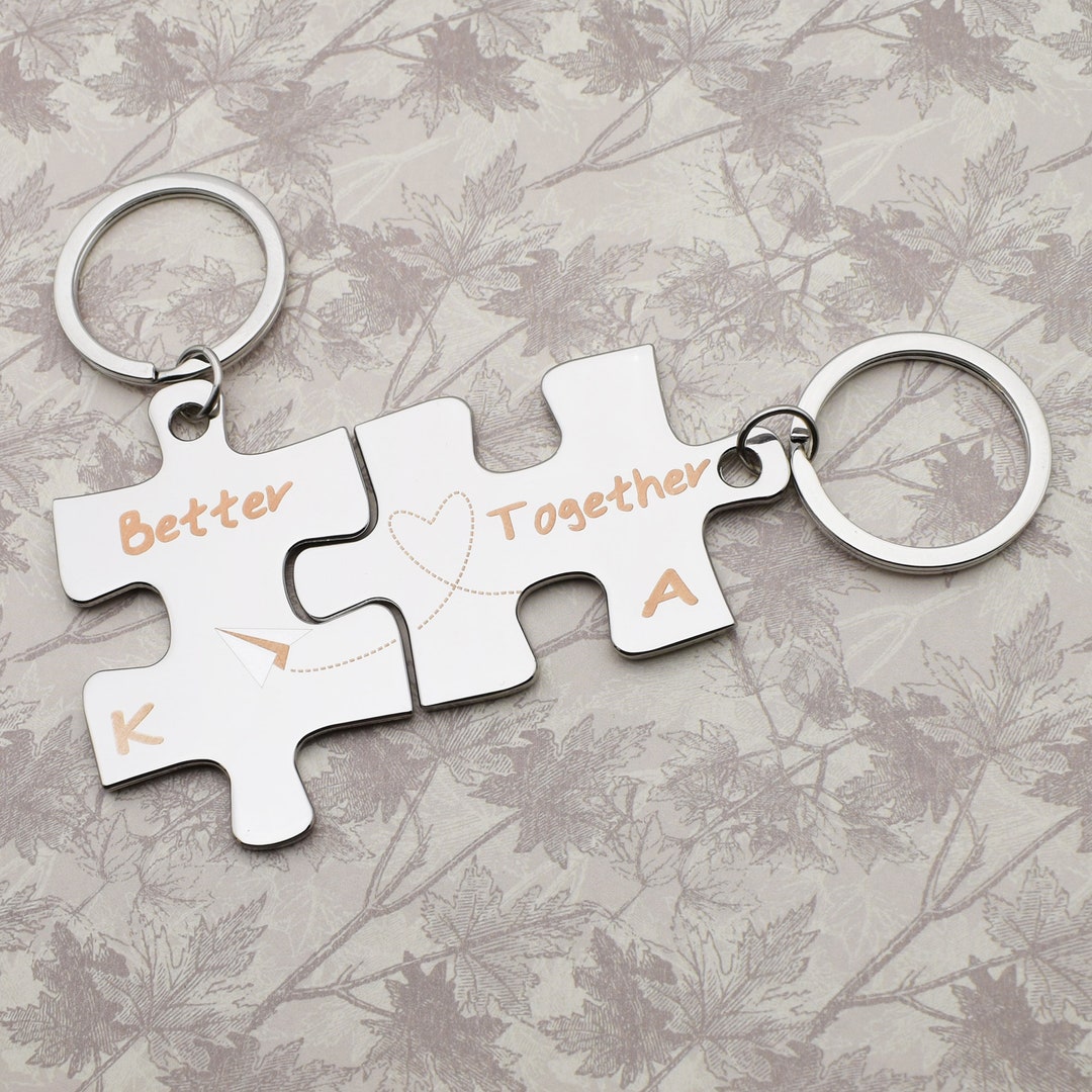 Better Together | Cute Couple Jigsaw Shaped Keyring | Beautifully ...