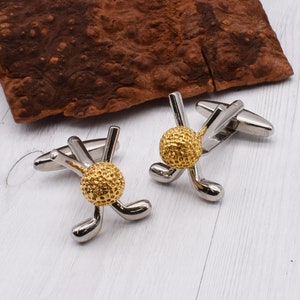 Crossed Golf Club and Ball Design Cufflinks in a Personalised Cufflink ...