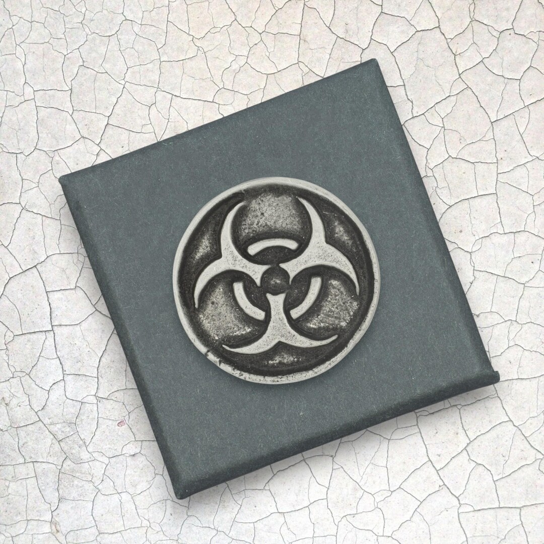 English Handmade Pewter Biohazard Symbol Sign Lapel Pin Badge Presented ...