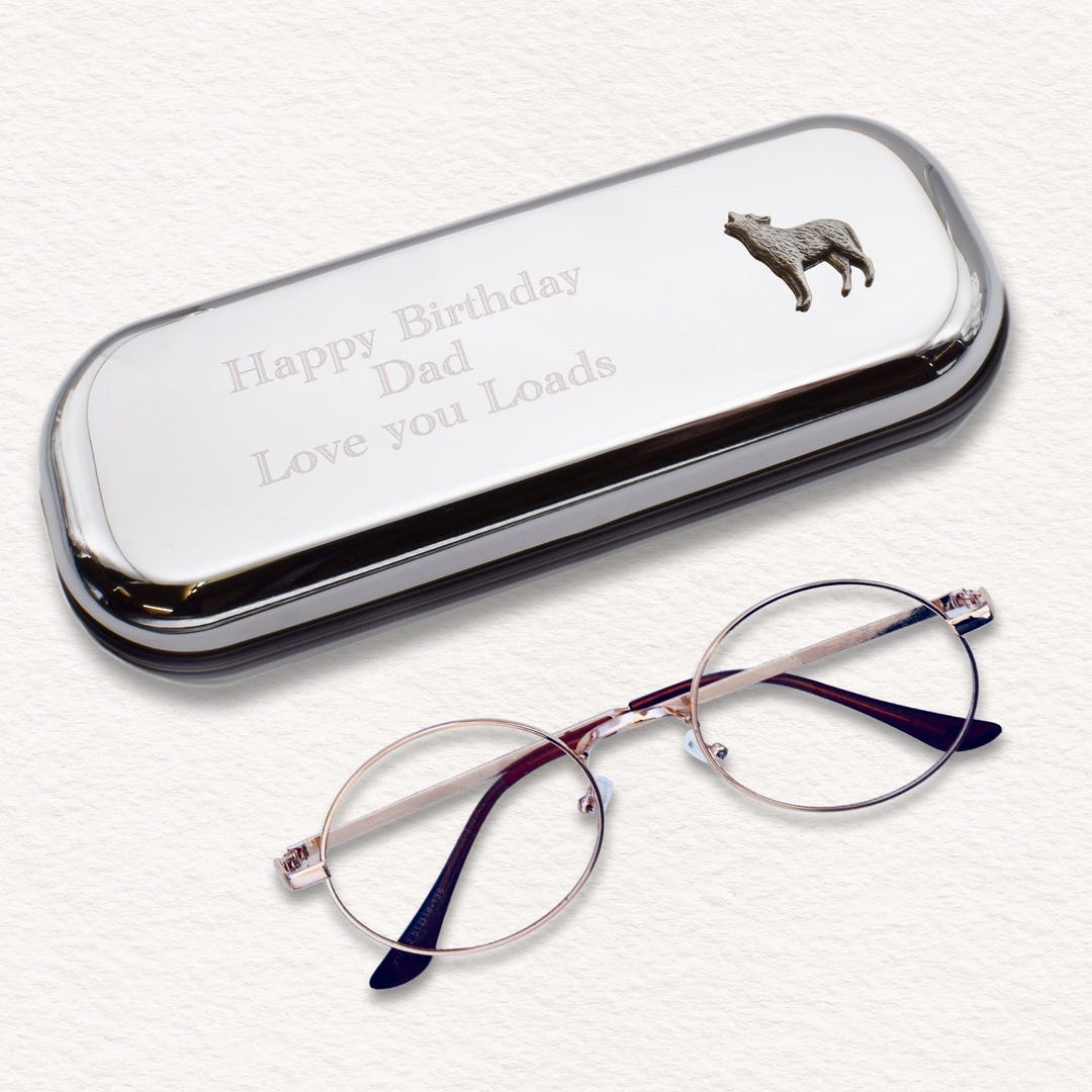 Pewter Howling Wolf Design With Engraved Personalised Message Chromed ...