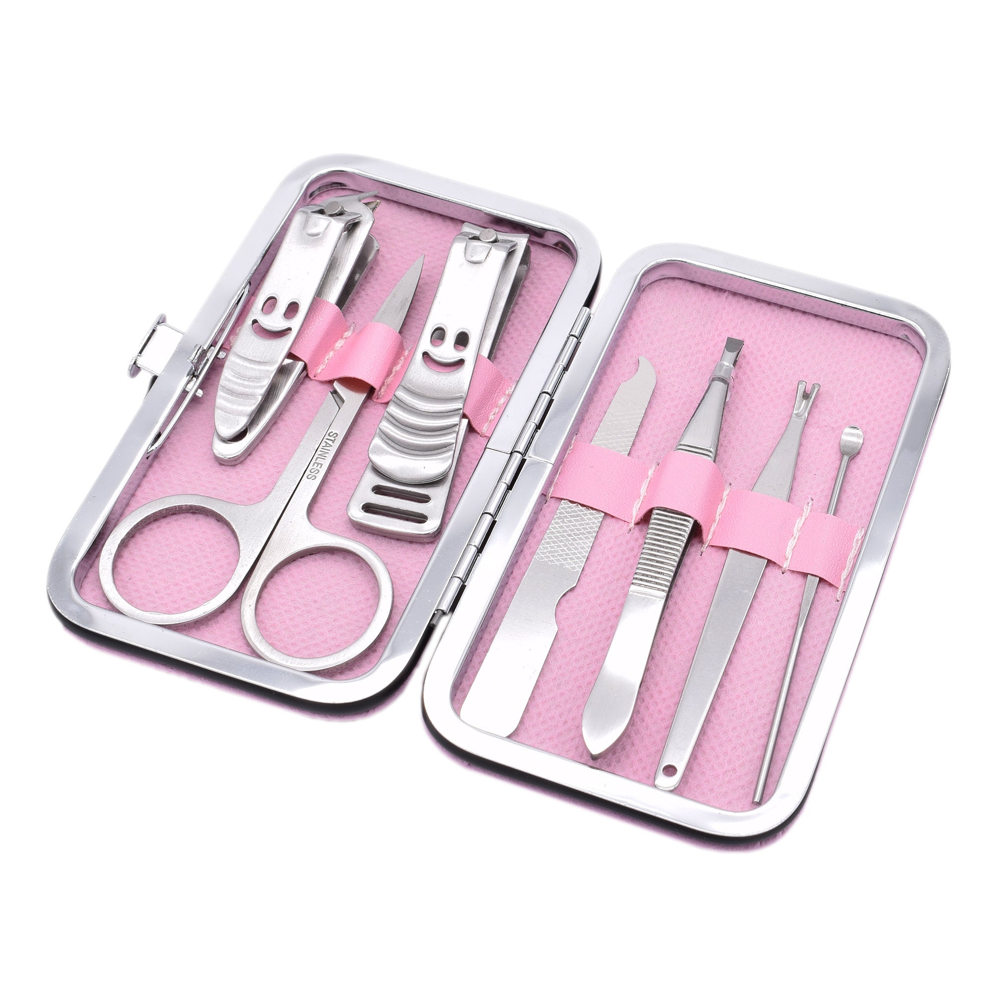 Engraved Personalised Pink Stainless Steel Travel Manicure Set - Etsy UK