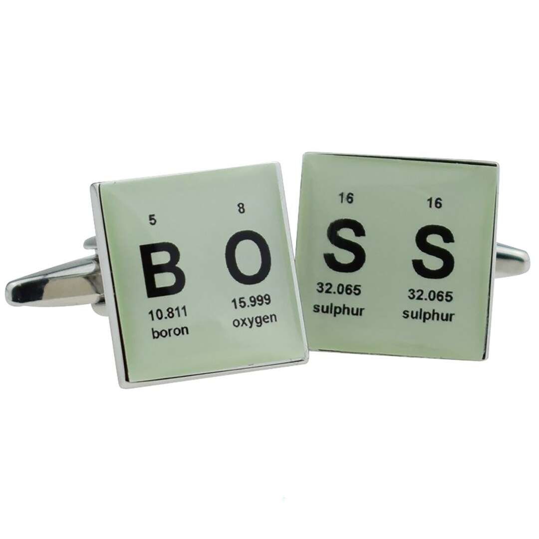 Retro Periodic Table Boss Design Cufflinks in Personalised Cufflink Box ...