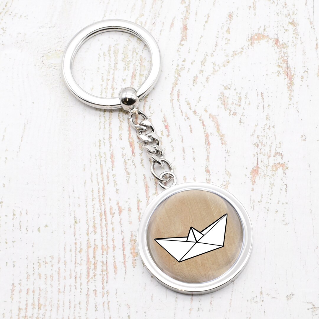 Beautifully Made Origami Paper Boat Design Round Keyring With ...