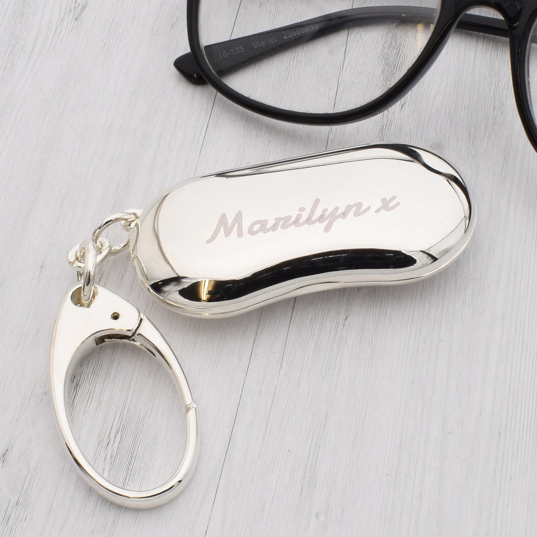 Personalised Engraved Silver Plated Spectacle Cleaning Keyring ...