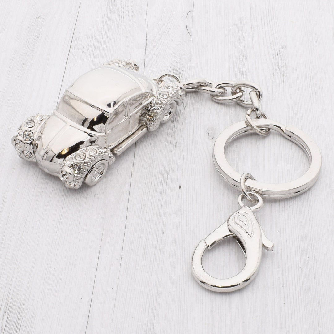 Personalised Engraved Glitzy Bug Car Design Keyring Presented in Velvet ...