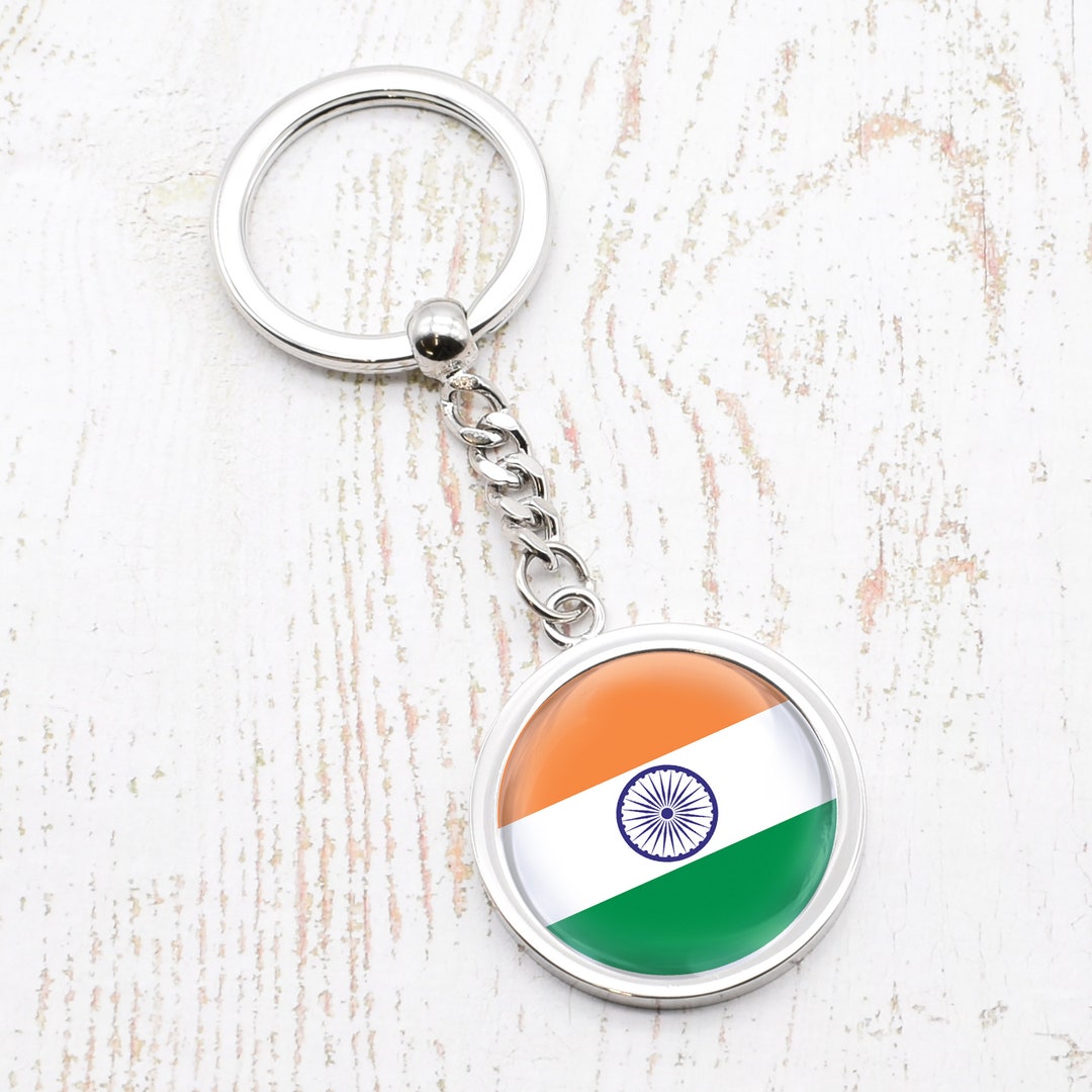 Stylish India Indian Flag Design Round Keyring With Personalised ...
