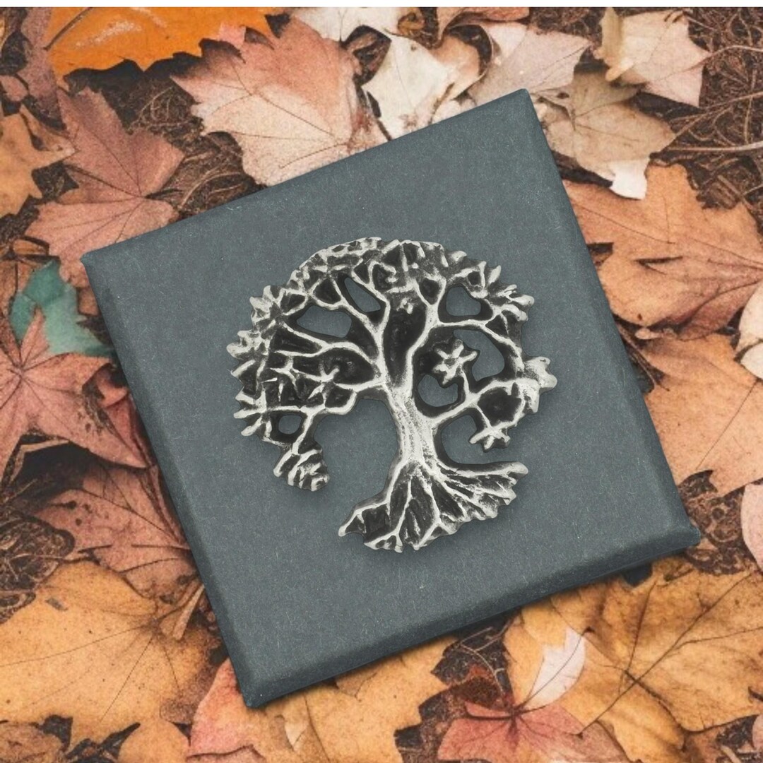 English Handmade Pewter Tree of Life Lapel Pin Badge Presented in a Box ...
