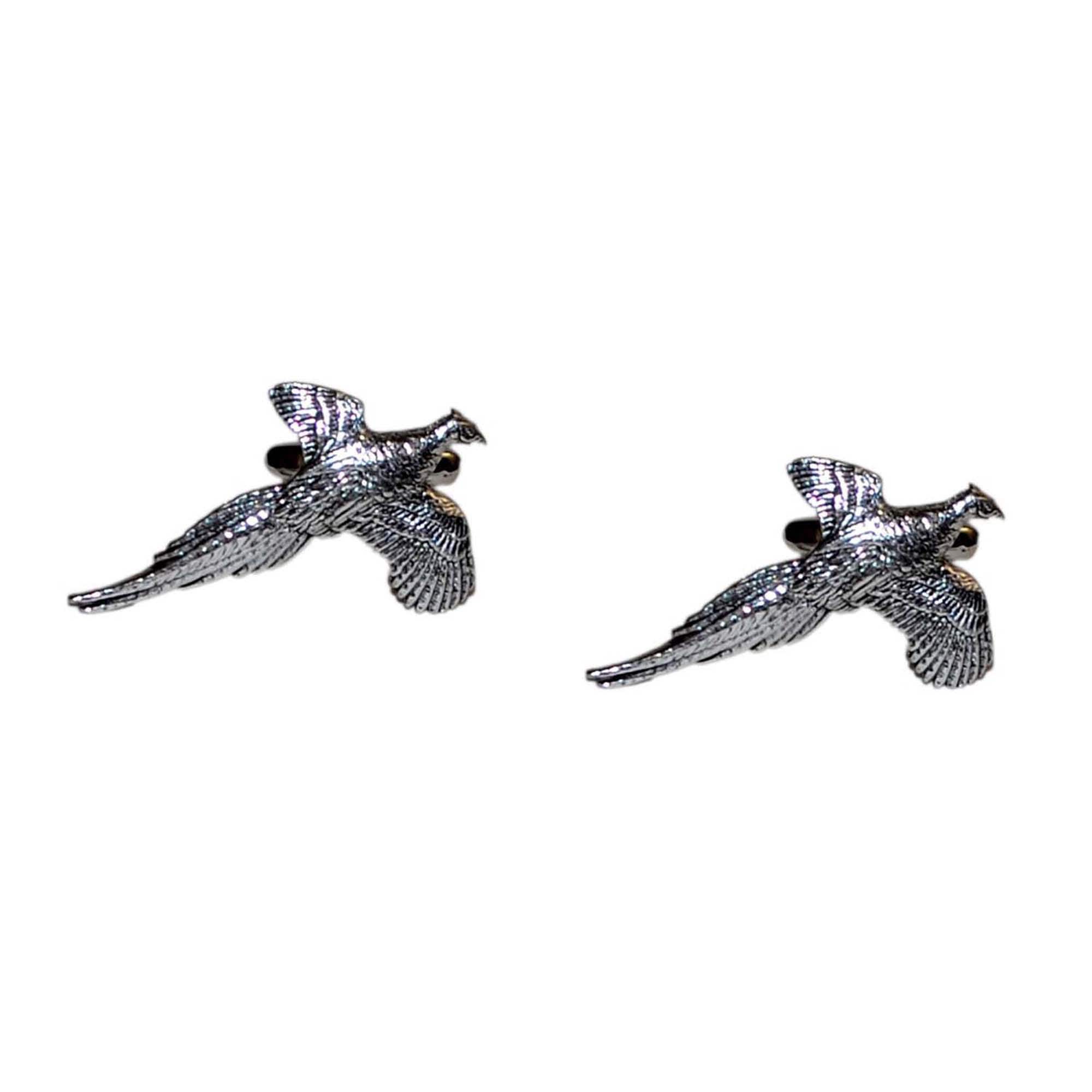 English Made Pewter Flying Pheasant Design Cufflinks in a Personalised ...
