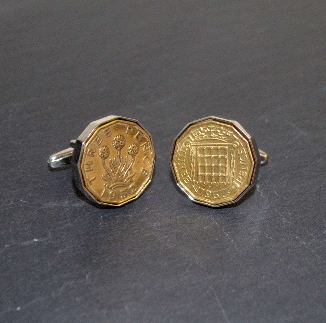 Retro Style Real Polished Thrupenny Bit Cufflinks for Birthday of ...