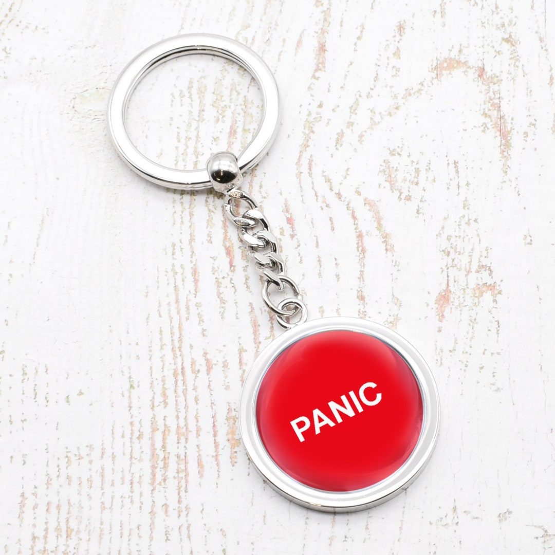 Beautifully Made Fun Red Panic Button Design Round Keyring With ...