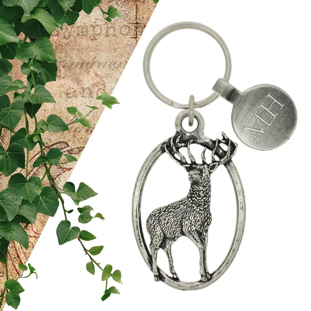 Personalised English Made Pewter Stag Design Keyring Presented in ...