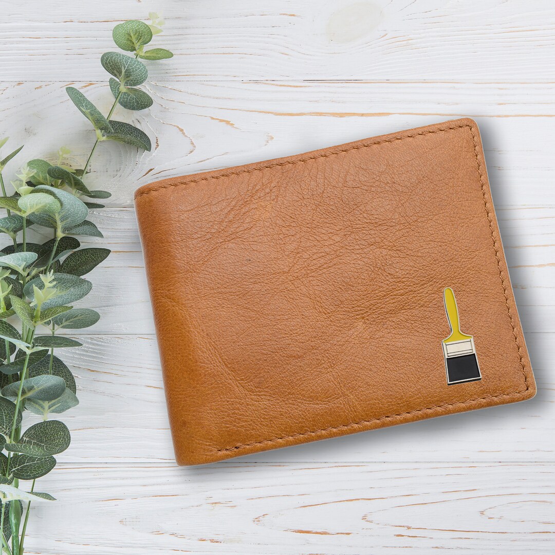 Personalised Paintbrush Decorator Design Tan Genuine Leather Wallet ...