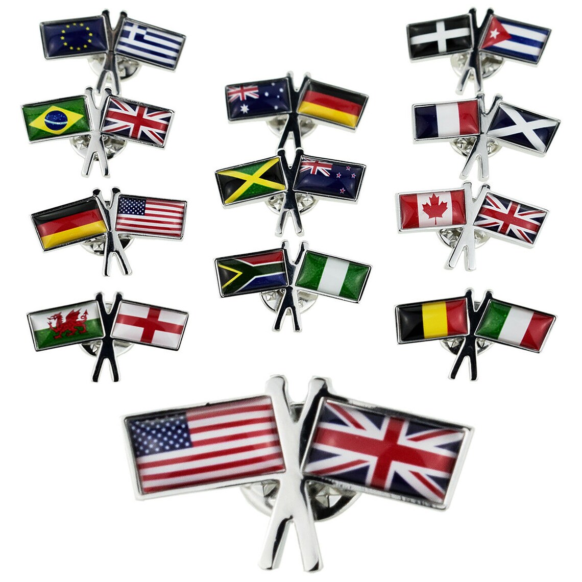 Personalised Your Design Twin Flag Lapel Pin Badge in Engraved ...