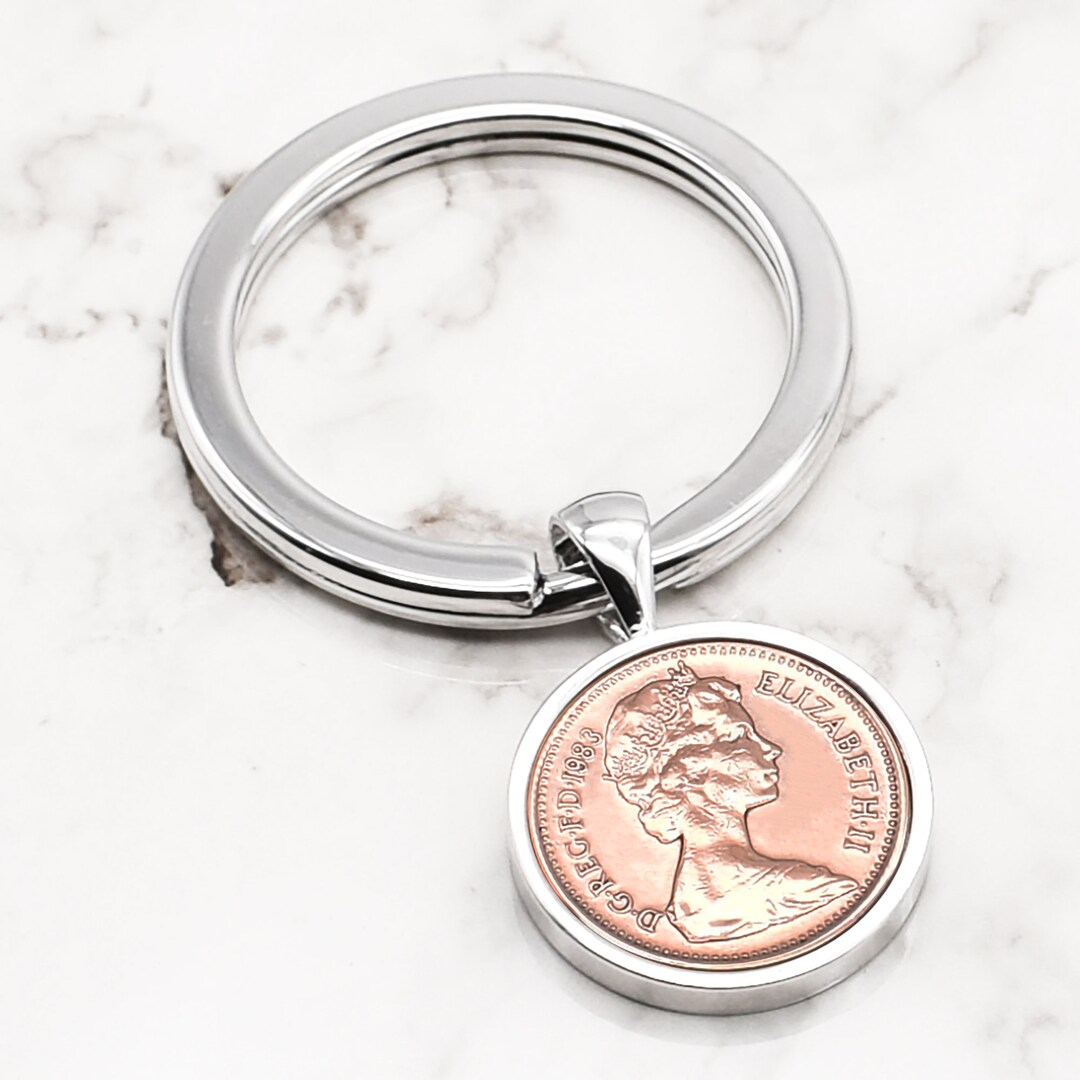 Hand Set Penny Piece Keyring With Personalised Engraved Message and ...