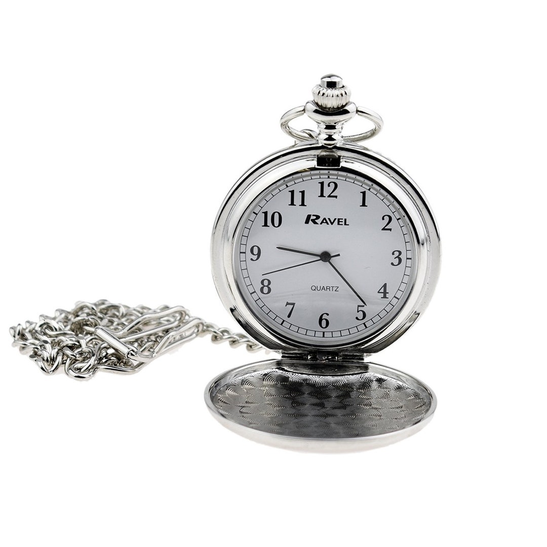 Personalised Ravel Pocket Watch With Engraved Message on the Front in ...