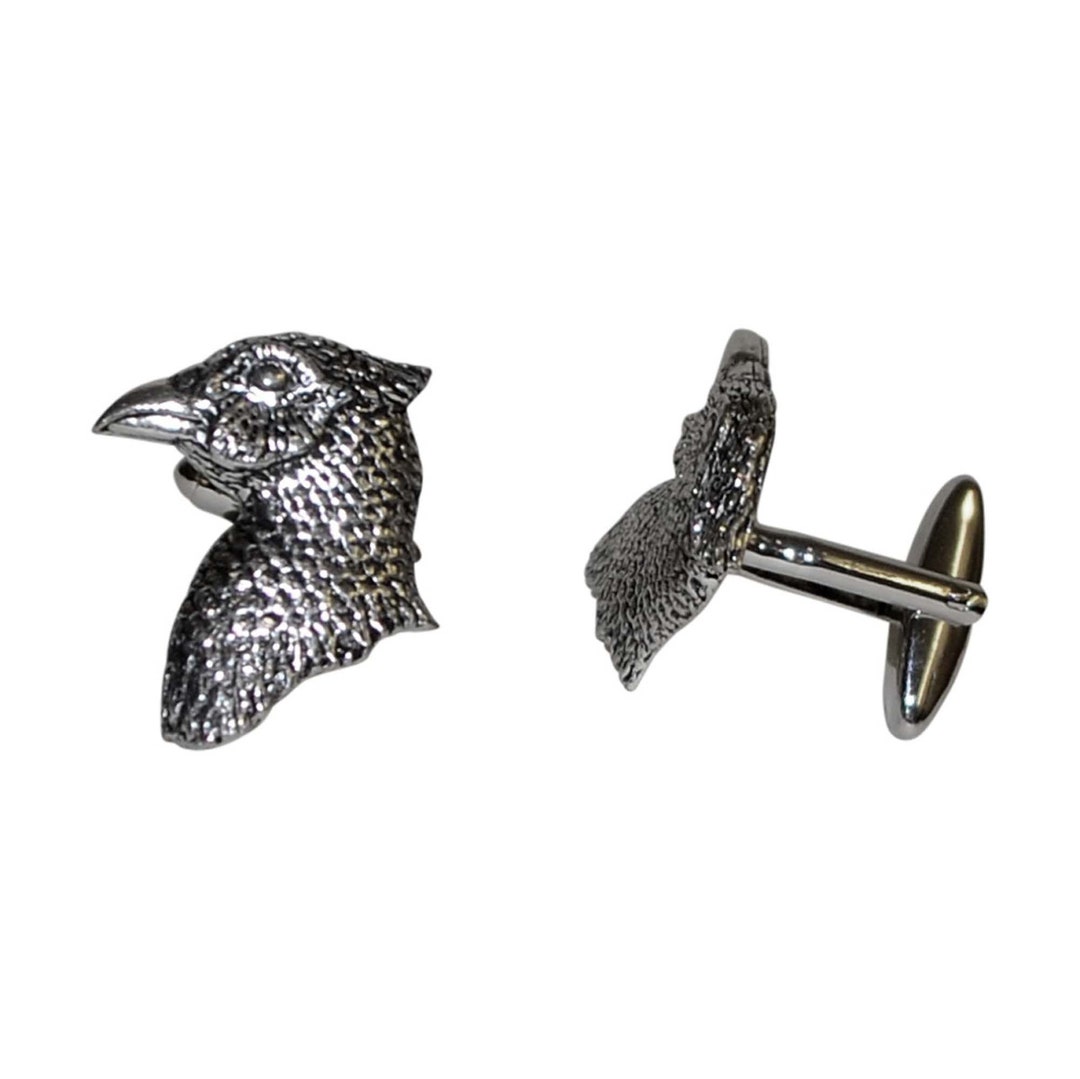 English Made Pewter Pheasant Bird Head Design Cufflinks in a ...