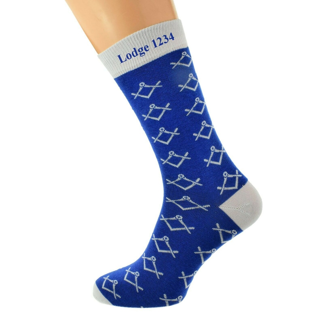 Personalised Lodge Masonic With G or Without G Woven Design Mens Socks ...