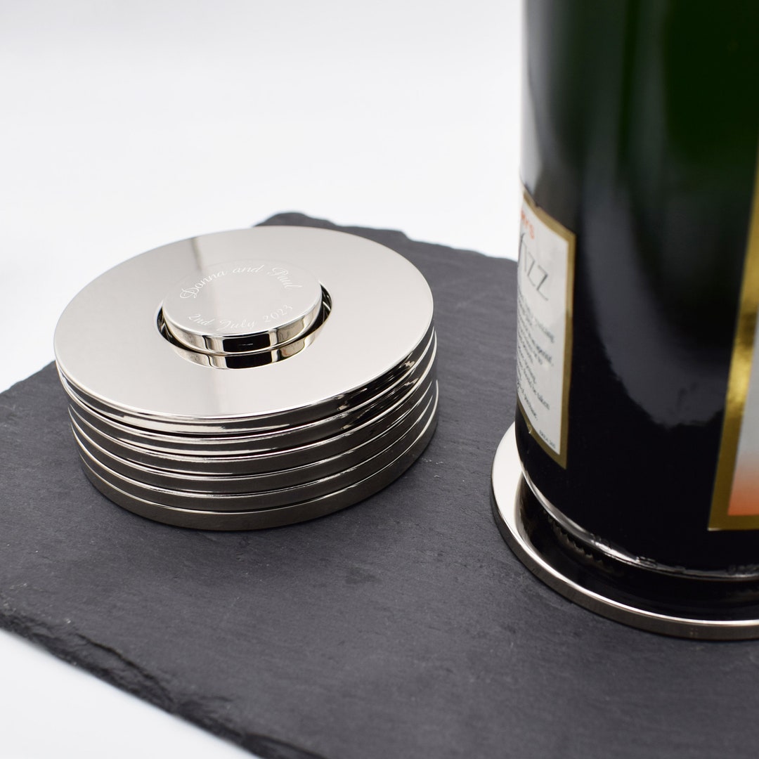 Stainless Steel Round Coasters With Personalised Engraved Message on ...