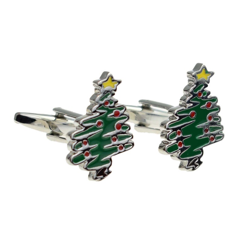 Christmas Tree Design Cufflinks in Personalised Cufflink Box - Etsy UK