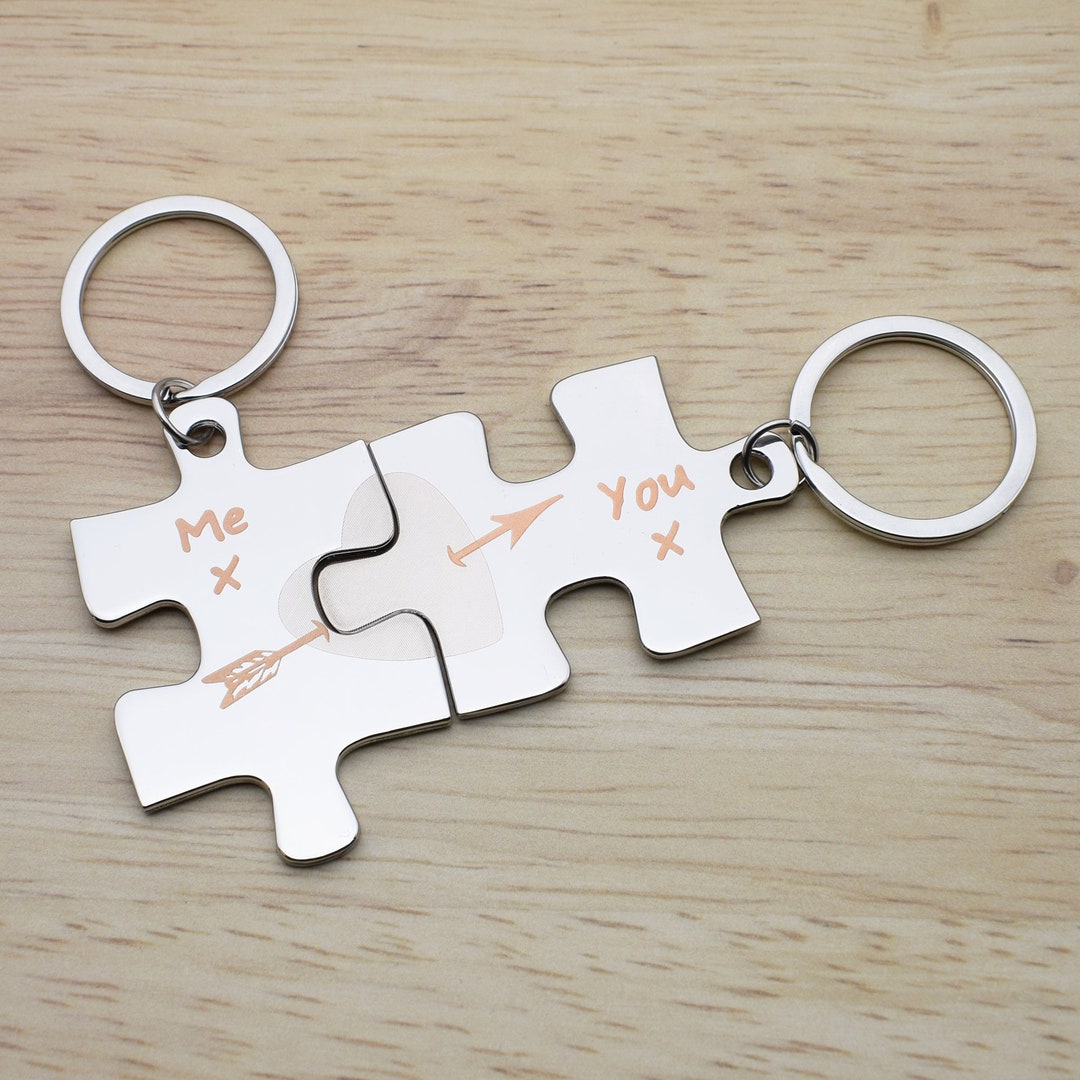 Me & You Love Heart | Cute Couples Jigsaw Shaped Keyring | Beautifully ...
