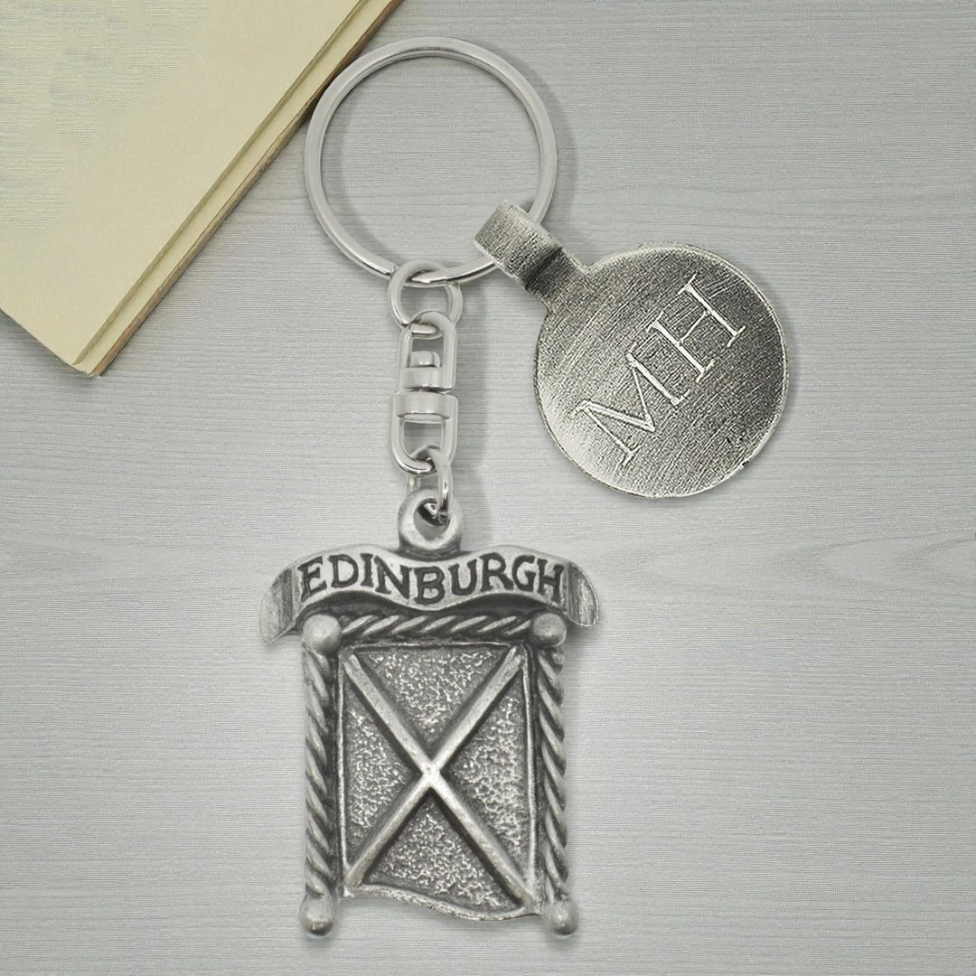 Personalised English Made Pewter Saltire Edinburgh Keyring Presented in ...