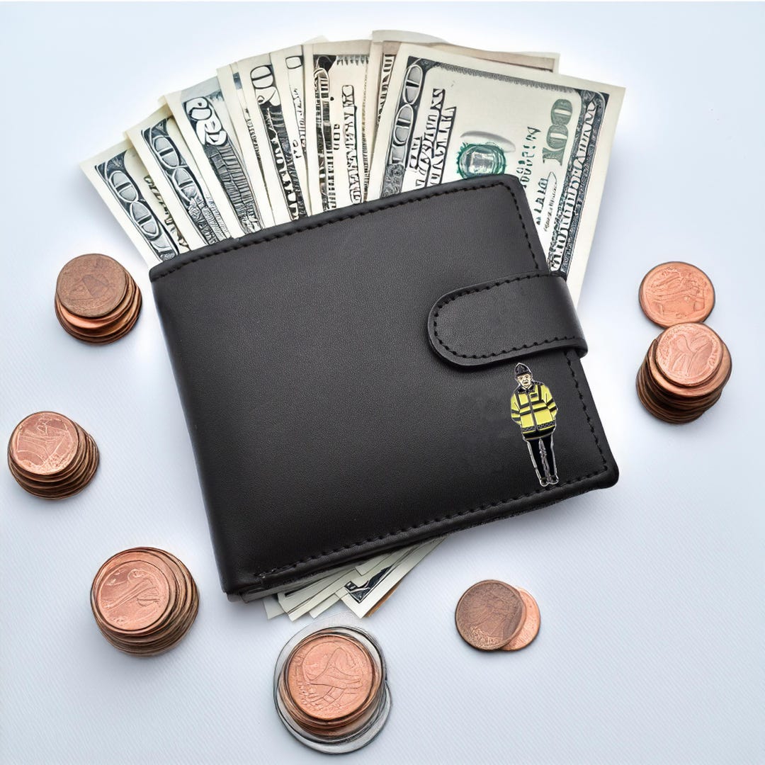 Police Officer Policeman Design Black Genuine Leather Wallet With ...