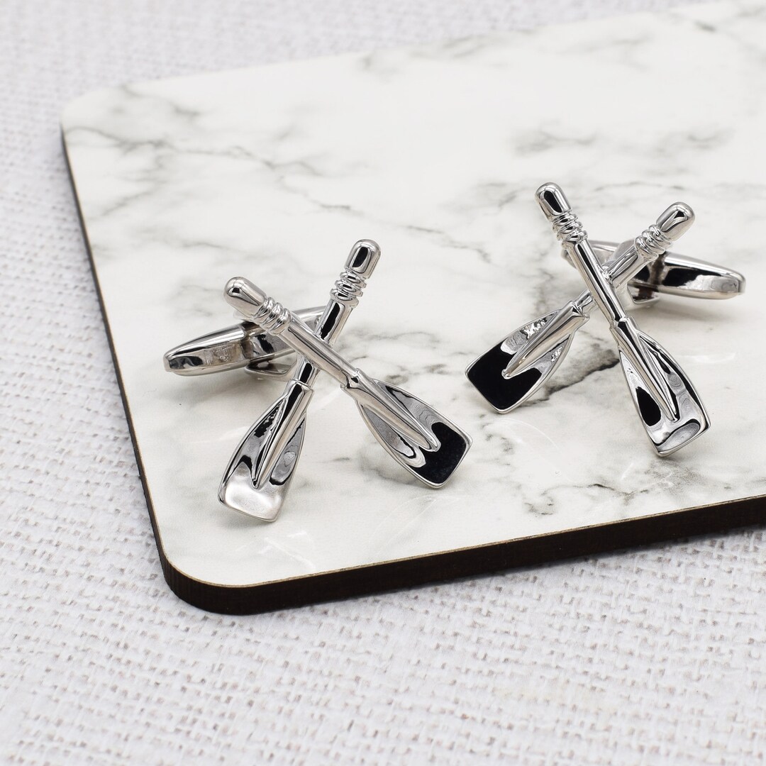 Crossed Rowing Oars Cufflinks in a Personalised Cufflink Box - Etsy