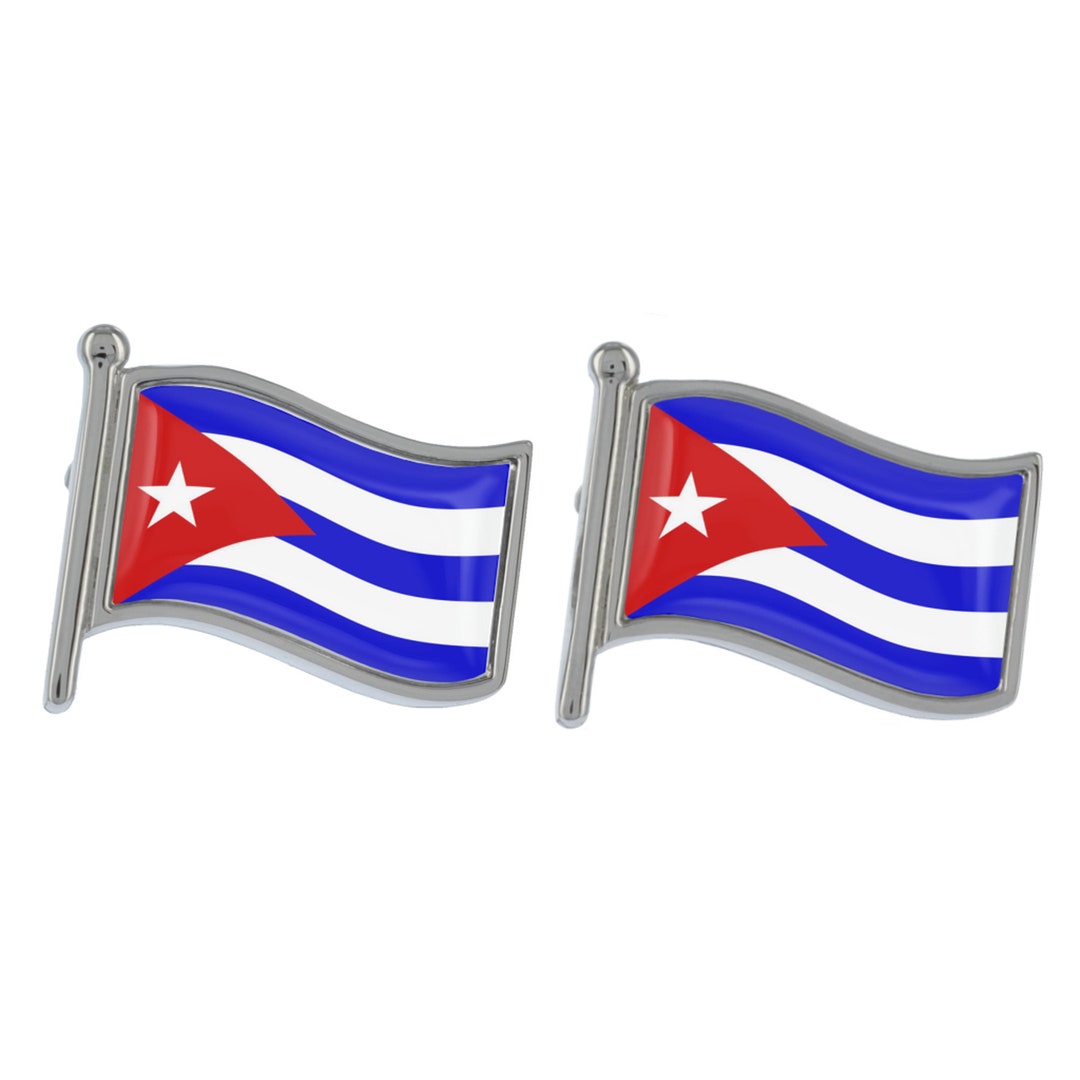 Exquisitely Designed Cuba Wave Flag Silver Cufflinks in Personalised ...