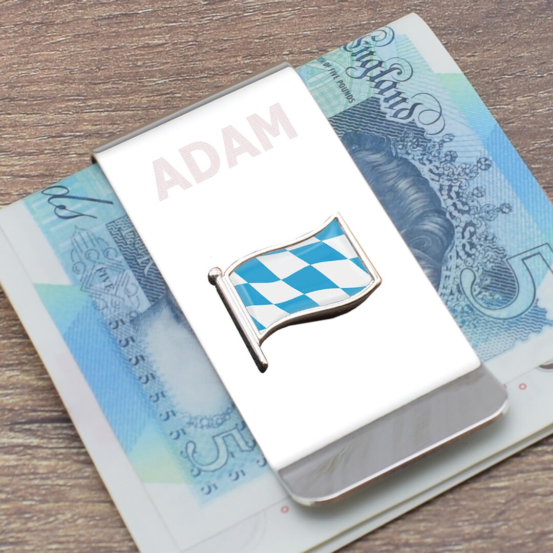 Bavarian Wave Flag With Personalised Engraved Name Silver Plated Money ...