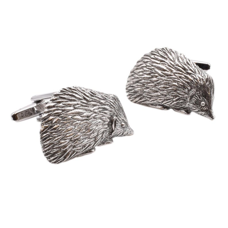Garden Life Hedgehog Pewter Cufflinks in Personalised Chrome Effect ...
