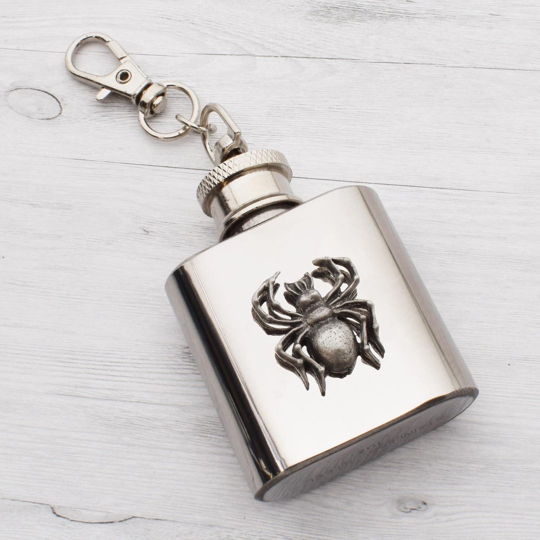 Pewter Spider Design | Personalised Short Message on Back | 1oz Hip ...