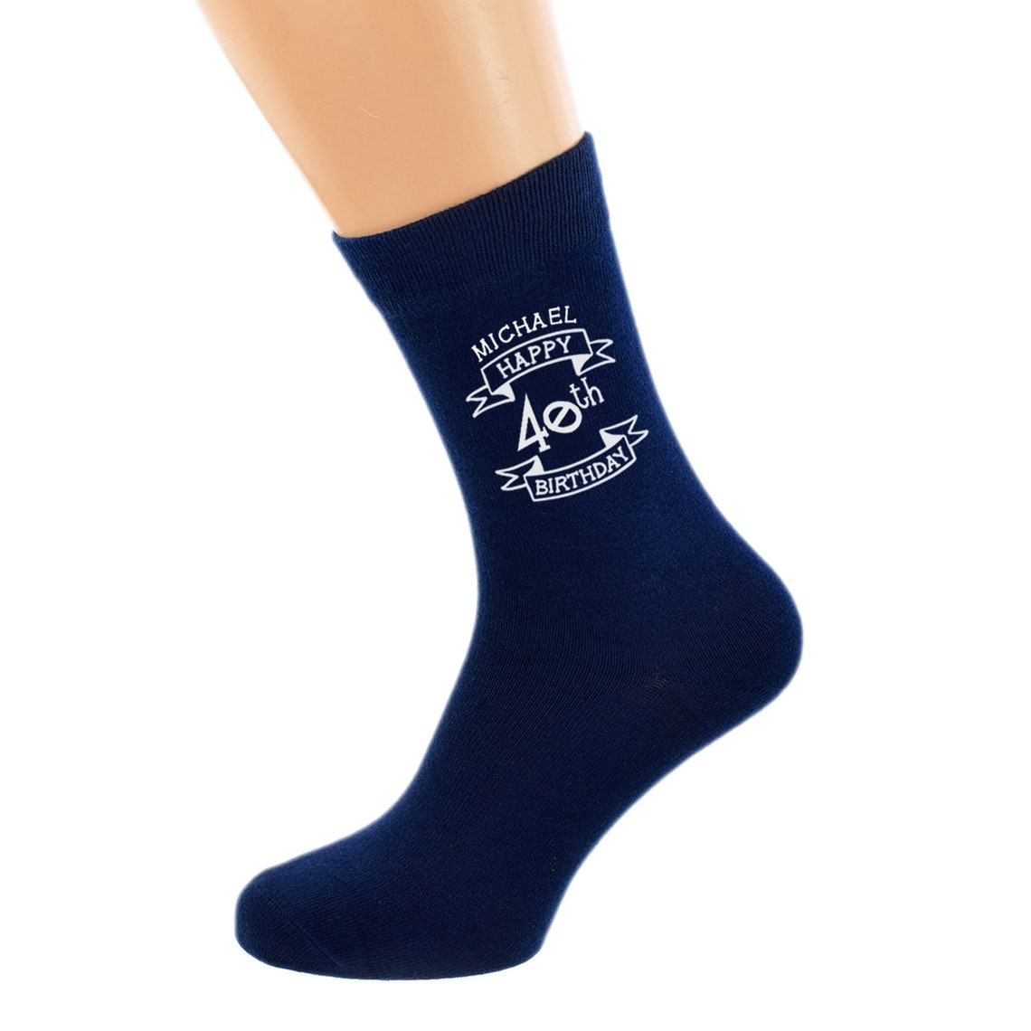 Personalised 40th Birthday Scroll Mens Navy Blue Socks - Etsy UK