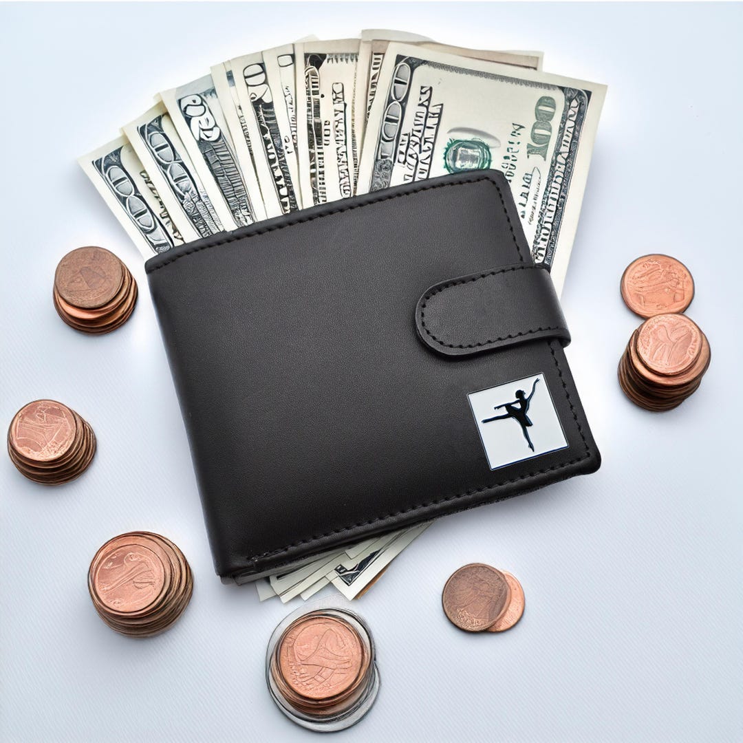 Ballet Dancer Ballerina Design Black Genuine Leather Wallet With ...