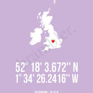 Personalised Map Coordinates Print - Etsy UK