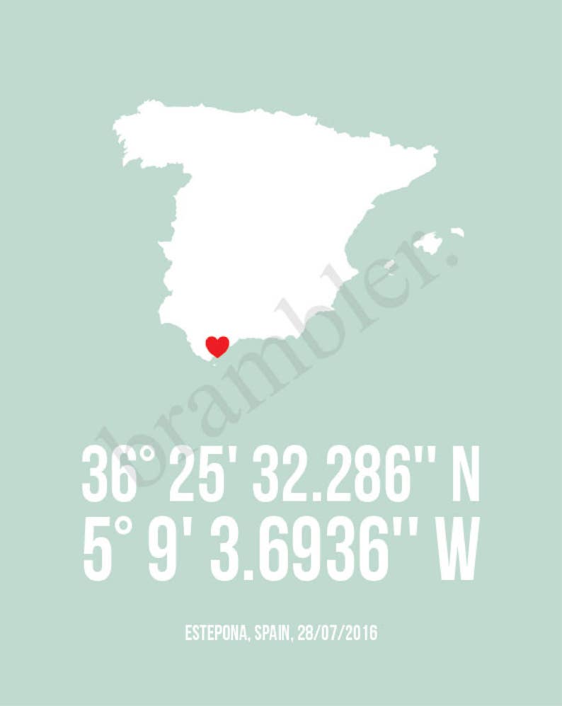 Personalised Map Coordinates Print - Etsy UK